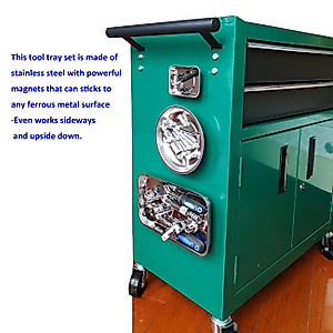 VASTOOLS Magnetic Tray Holder 3pc,for Socket Screw Nuts Bolts Metal Parts,Extra Strong Magnet,Thickened Tray,Stainless Steel