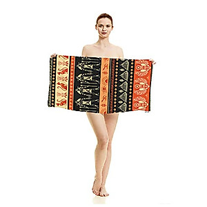 oFloral Egypt Tribal Bohemian Mandala Hand Towels Cotton Washcloths,Vintage Henna Tattoo Style Hieroglyphics Cat Red Black Soft Towels for Bathroom Kitchen Spa Gym Yoga Face Towel 15X30 Inch