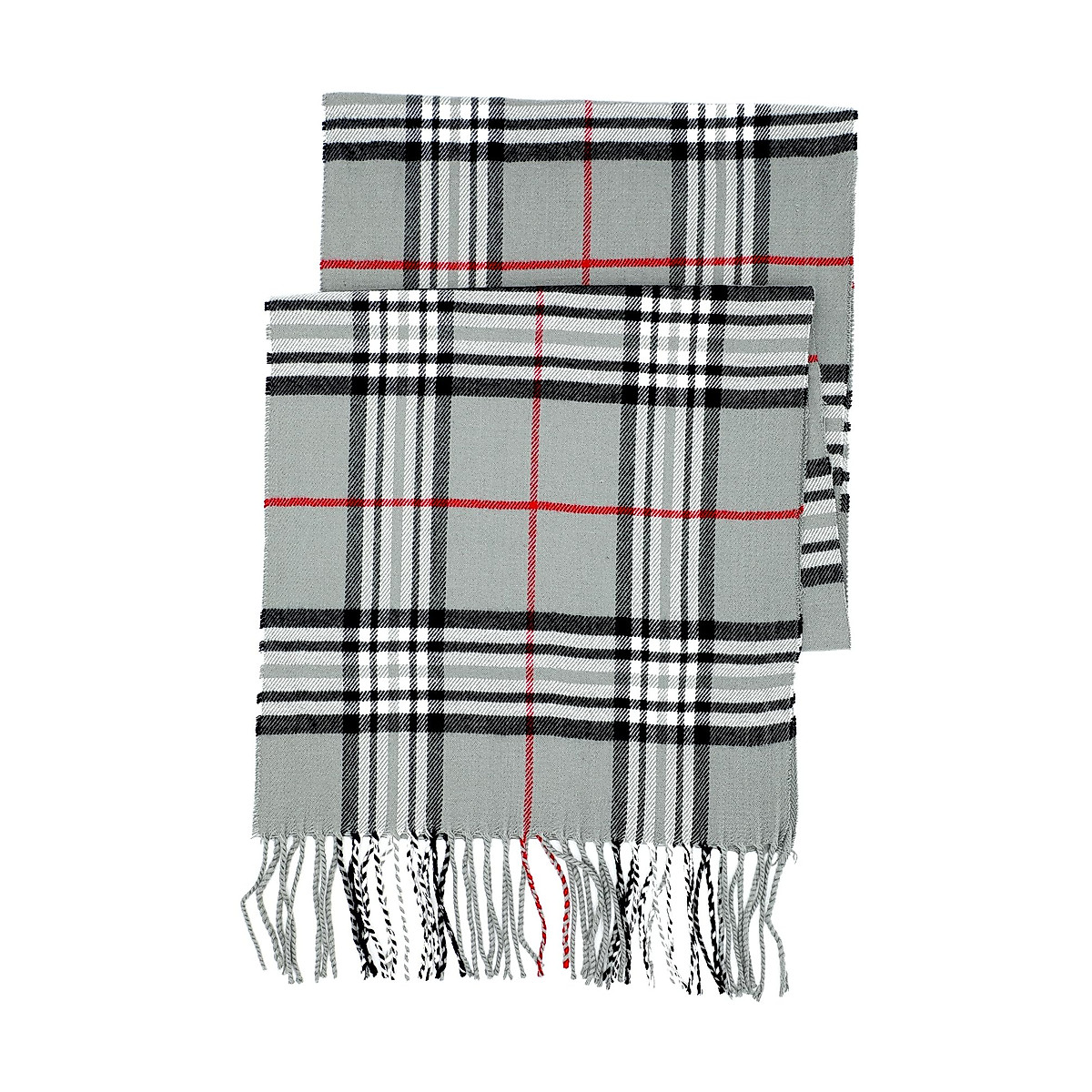Achillea Classic Plaid Check Cashmere Feel Winter Scarf (Classic Grey Plaid)