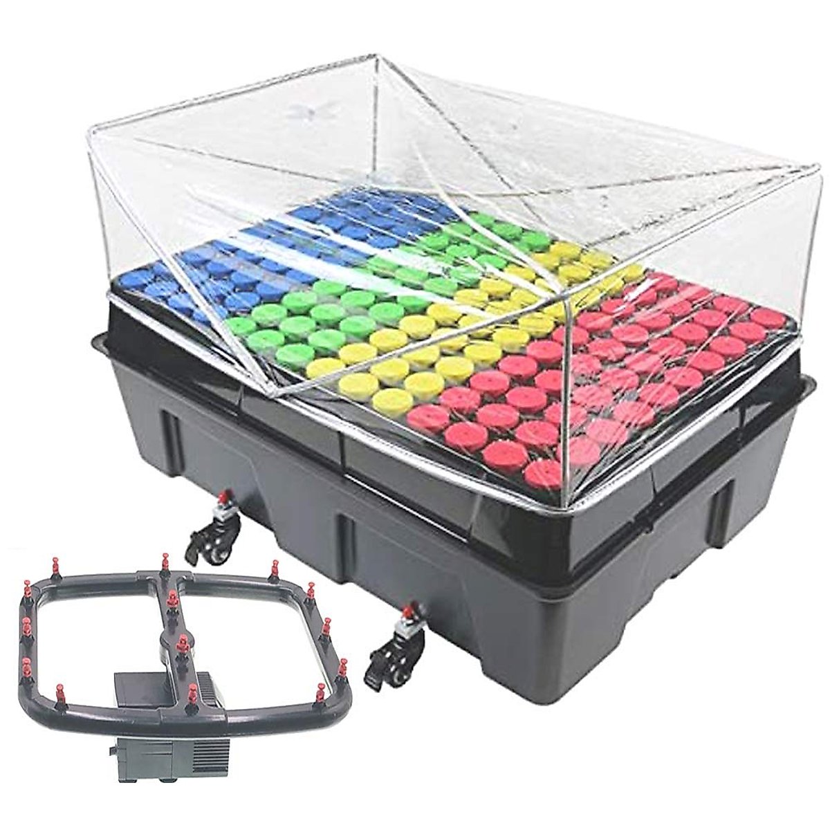 Cloning Machine 140 site with Oxygen Bubbler Kit and Extra 1 5/8 inch Mixed-Colored Clone Collars Pack of 72