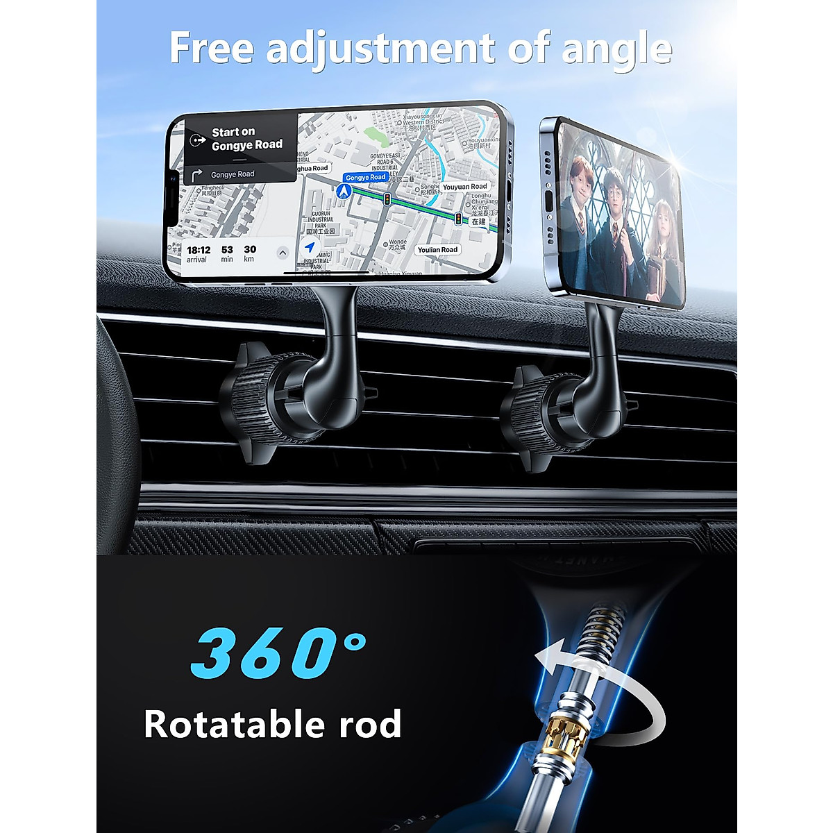 Holdersafe Fits Magsafe Car Mount for iPhone: [20 Powerful Magnets] Magnetic Air Vent Phone Holder [1080° Adjustable] Compatible iPhone 15 14 13 12 Pro Plus Max Mini & MagSafe Case & All Cell Phones