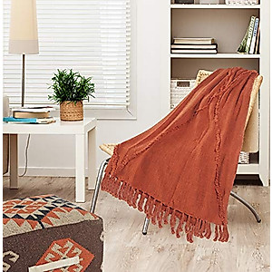 LR Home Bohemian Basics Decorative Diamond Tufted Cotton Throw Blanket