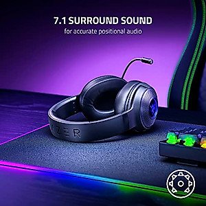 Razer Kraken V3 X Wired USB Gaming Headset: Lightweight Build - Triforce 40mm Drivers - HyperClear Cardioid Mic - 7.1 Surround Sound - Chroma RGB Lighting - Black