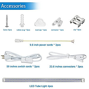 SHOPLED LED Shop Light 4FT, 36W 4680LM 6000K Cool White, V Shape, T8 4 Foot LED Tube Light Fixtures, LED Shop Lights for Garage, Basement, Plug and Play, 4 Pack