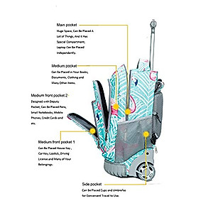 Tilami Kids Rolling Backpack 18 inch Boys and Girls Laptop Backpack, Flamingos