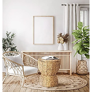Artera Wicker Storage Basket - Set of 3 Natural Woven Blanket Basket, Decorative Side Table
