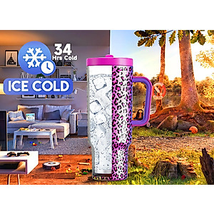 Meoky 32 oz Tumbler with Handle and Flip Straw, 40 oz Tumbler with Handle, 100% Leakproof Tumbler with Lid and Straw, Stainless Steel Insulated Cup, Cupholder Friendly, Keeps Cold (Celebration)