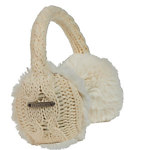Turtle Fur Women's Ear Muffin Faux Fur Lined Cable Knit Ear Muffs, Ivory