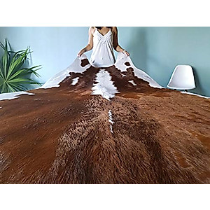 eCowhides Hereford Brazilian Cowhide Area Rug, Cowskin Leather Hide for Home Living Room (Large) 6 x 6 ft