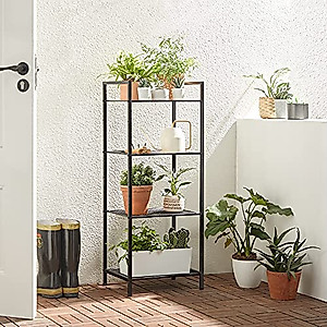 SONGMICS 4-Tier Storage Rack, Bathroom Shelf, Extendable Plant Stand with Adjustable Shelf, for Bathroom, Living Room, Balcony, Kitchen, Black UBSC034B01