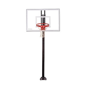 Goalsetter Elite Plus 54” Tempered Glass Backboard In-Ground Basketball Hoop - HD Breakaway Rim, Black (TS44154G3)
