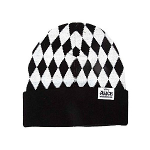 Disney Alice in Wonderland Beanie Hat Checkered Lost Logo Official Black Size One Size