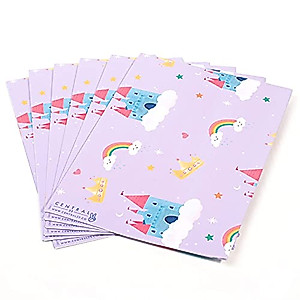 CENTRAL 23 Birthday Wrapping Paper Sheets (x6) - Purple Rainbow and Castle - Gift Wrap for Girls - New Baby - Stars and Crowns - Valentines Day Gift Wrapping Paper - Recyclable