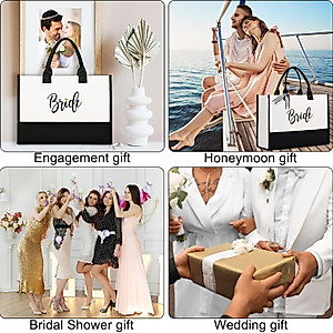 Lamyba Mother of the Bride Gifts,Mother of the Bride Tote Bag With Makeup Bag,Bridal Shower Gifts,Black and White