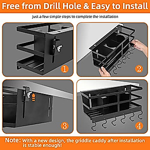 KGDJS Grill Caddy, Upgraded BBQ Caddy Designed for 28"/36" Blackstone Griddles, Removable Griddle Caddy, Space Saving BBQ Accessories Storage Box, Free Drilling Hole & Easy to Install (Black)