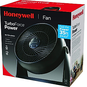 Honeywell HT-908 TurboForce Room Air Circulator Fan, Medium, Black –Quiet Personal Fanfor Home or Office, 3 Speeds and 90 Degree Pivoting Head