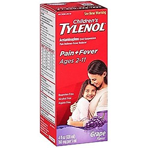 TYLENOL Children's Oral Suspension Grape Splash Flavor 4 oz (Pack of 8)