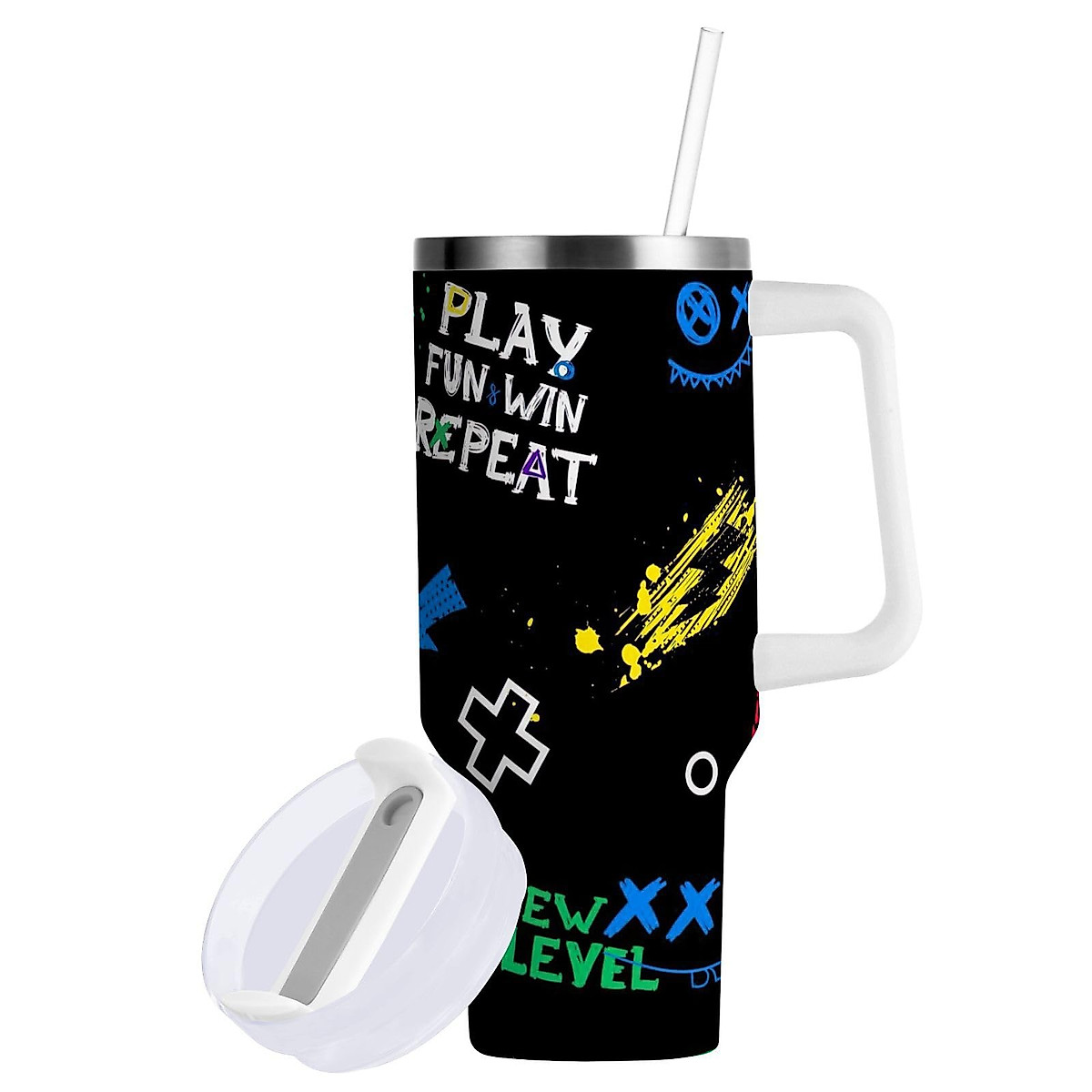 RPLIFE Abstract Gamepads Pattern Tumbler, Stainless Steel Coffee Mug, Insulated Tumbler, Tumblers for Women