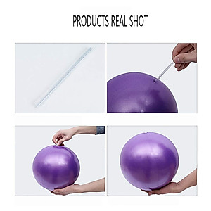 MOMPLUS 9 Inch Exercise Pilates Mini Yoga Balls Barre for Home Stability Squishy Training Physical Therapy Improves Balance with Inflatable Straw(Pink)