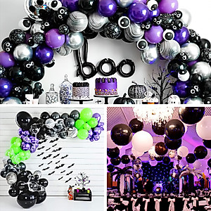 PartyWoo Black and Purple Balloons, 40 pcs 12 Inch Pearl Purple Balloons, Marble Balloons, Purple and Black Balloons, Royal Purple Balloons for Purple Party Decorations, Vampire Party, Vampirina Party