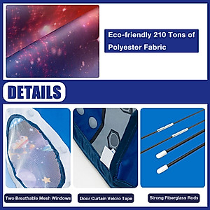 WillingHeart Rocket Ship Play Tent for Kids, Astronaut Spaceship Space Themed Pretend Playhouse Indoor Outdoor Games Party Children Pop Up Foldable Tent Birthday Toy for Boys Girls Toddler Baby