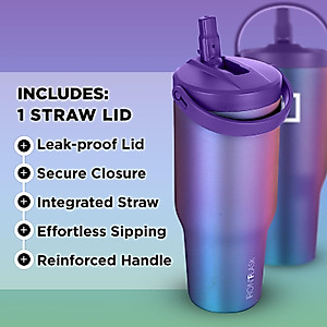 IRON °FLASK Sidekick Insulated Water Tumbler w/Straw & Foldable Handle - Stainless Steel Leak-Proof Bottle, Non-Slip Base & Fits Cup Holders for Hot, Cold Drinks - Travel Mug - 30 Oz, Aurora