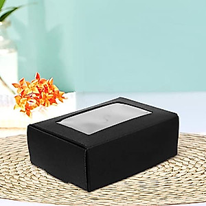 MAGICLULU Wedding Favor Bags 50pcs Bakery Boxes with Window Kraft Paper Cookie Boxes Mini Cake Boxes Cupcake Boxes Small Paper Gift Box for Dessert Pastry Candy Packaging Birthday Treat Case