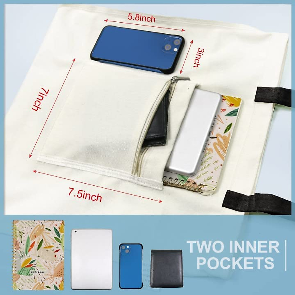 BeeGreen Colorful Butterflies Aesthetic Canvas Tote Bag Large Capacity 12 oz Tote Bag Portable Washable for Women Grocery Shopping Gift Bag for Mom Friends