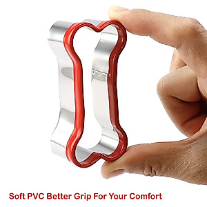 4 Pcs Dog Bone and Dog Paw Cookie Cutters, Dog Treats Cookie Cutter, Dog Bone Shapes Cutters, Homemade Dog Biscuit Treats Cutters, Coated with Soft PVC for Protection