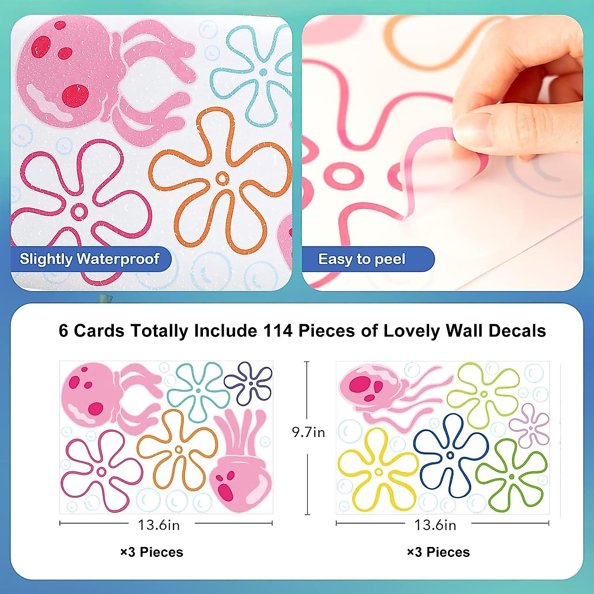 Dripykiaa 114 Pcs Jellyfish Bubbles Wall Stickers Under The Sea Ocean Wall Decals Decorations for SUV Van Bedroom Bathroom Children's Room Wall Decor for Boys Girls Teens Adults