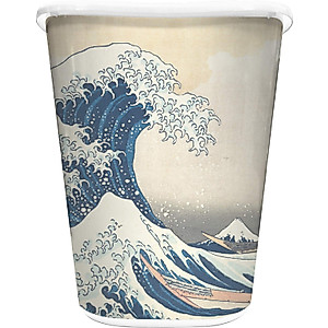 RNK Shops Great Wave Off Kanagawa Waste Basket - Single Sided (White)