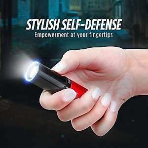 Lipstick Stun Gun for Women - Guard Dog Security Elektra Stun Gun for Self Defense, Maximum Voltage, 100 Lumen Flashlight with Keychain and Wall Charger (Red)