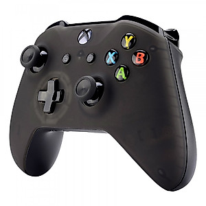 eXtremeRate Foggy Clear Black Faceplate Cover for Xbox One Wireless Controller (Model 1708), Custom Replacement Front Housing Shell for Xbox One S & Xbox One X Controller - Controller NOT Included