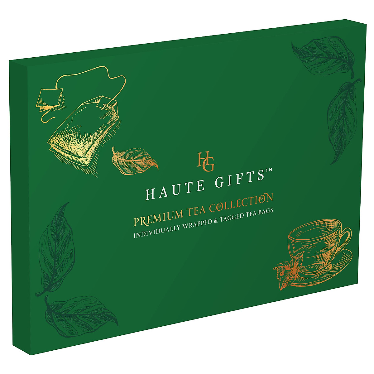 Tea Bags Sampler Assortment Variety Pack Gift Box 45 Count Tea Bags & 10 Honey Sticks - Perfect Variety - English Breakfast, Green, Black, Herbal, Chai Tea and more (Green)