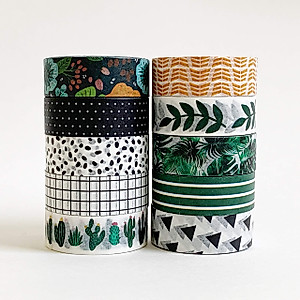 Washi Tape Set of 16 Rolls of 15 mm Wide Washy Tape Cute Decorative Tape for Journaling, Scrapbooking, Crafts, Bullet Journals, Planners, DIY Décor, Craft Supplies For Adults & Kids (Meadow)