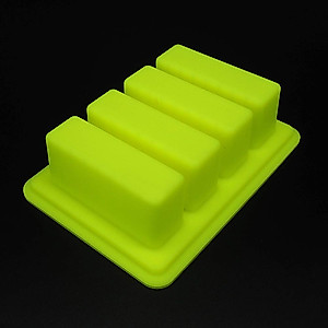 YHSWE 1 Yellow Silicone Butter Mold Tray with Lid Storage Jar Large 4 Cavities Rectangle Container for Butter Pudding Soap Chocolate Cheesecake Ice Cube Bar