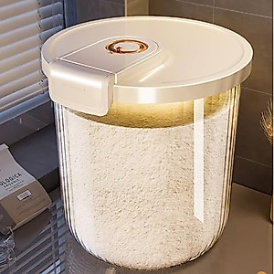 Airtight Flour Storage Containers with Lid, Rice Container 20 lbs Airtight Bin, Multifunction Grain Container Box for Sugar, Flour, Bean, Nuts, Pantry, Kitchen - White