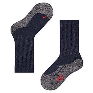FALKE Unisex Kids Active Warm Hiking Socks, Crew, Sweat Wicking, Sporty Winter Clothes, Thick Breathable, Merino Wool, Blue (Marine 6120), 10-12.5, 1 Pair