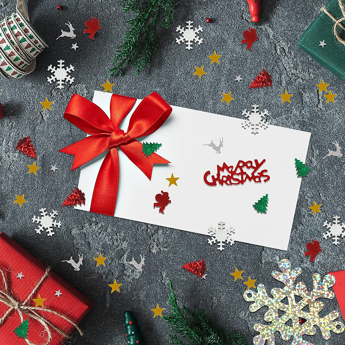 FOIMAS 7200pcs Christmas Confetti,Snowflake Santa Claus Metallic Foil Sequins Glitter Table Scatters for Party Decoration