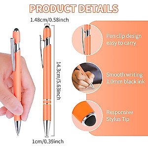 TIESOME 6 Pcs Gel Ink Pens with Stylus Tips, 1.0 mm Black Ink Pens Fine Point, Stylus Pens for Touch Screens, Metal Pens,2 in 1 Stylus Ballpoint Pens for School Office Supplies