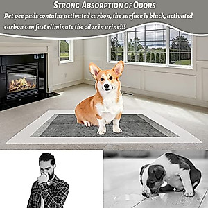 MUYG Disposable Rabbit Pee Pads,50PCS 17.7"x23.6" Pet Pees Pad,Cage Black Carbon Liner,Super Absorbent Leak Proof Cushion Reduce Odor Bunny Training Accessories for Kitten Puppy Hamster Hedgehog(Gray)