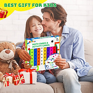 ABERLLS Alphabet Learning Toy for Kids Math Cubes Manipulatives with Activity Cards, Number Blocks Counting Toys Snap Linking Cube Math Connecting Blocks for Kids Age 5 6 7 8