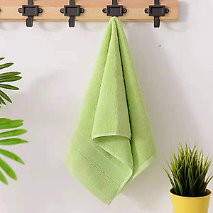 PUPOPIK Hand Towels for Bathroom 2 Pack-100% Cotton Hand Towel (14 x 30 Inch), Highly Absorbent and Quick Dry Face Washcloth, Home Soft Premium Towel for Hotel, Bath, Kitchen and Spa (Green)