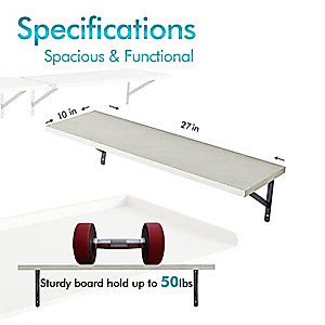 Kaboon Washer Dryer Countertop and Shelves Set,Melamine Countertop with Edge Rails - 27.5" Depth x 54" Width, Sea Salt/Greylish White