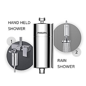 Philips Shower Filter cartridge, NSF certified KDF Material Double Mesh Filtration, Reducing Chlorine/Impurities/Rust Sediments (shower filter cartridge)