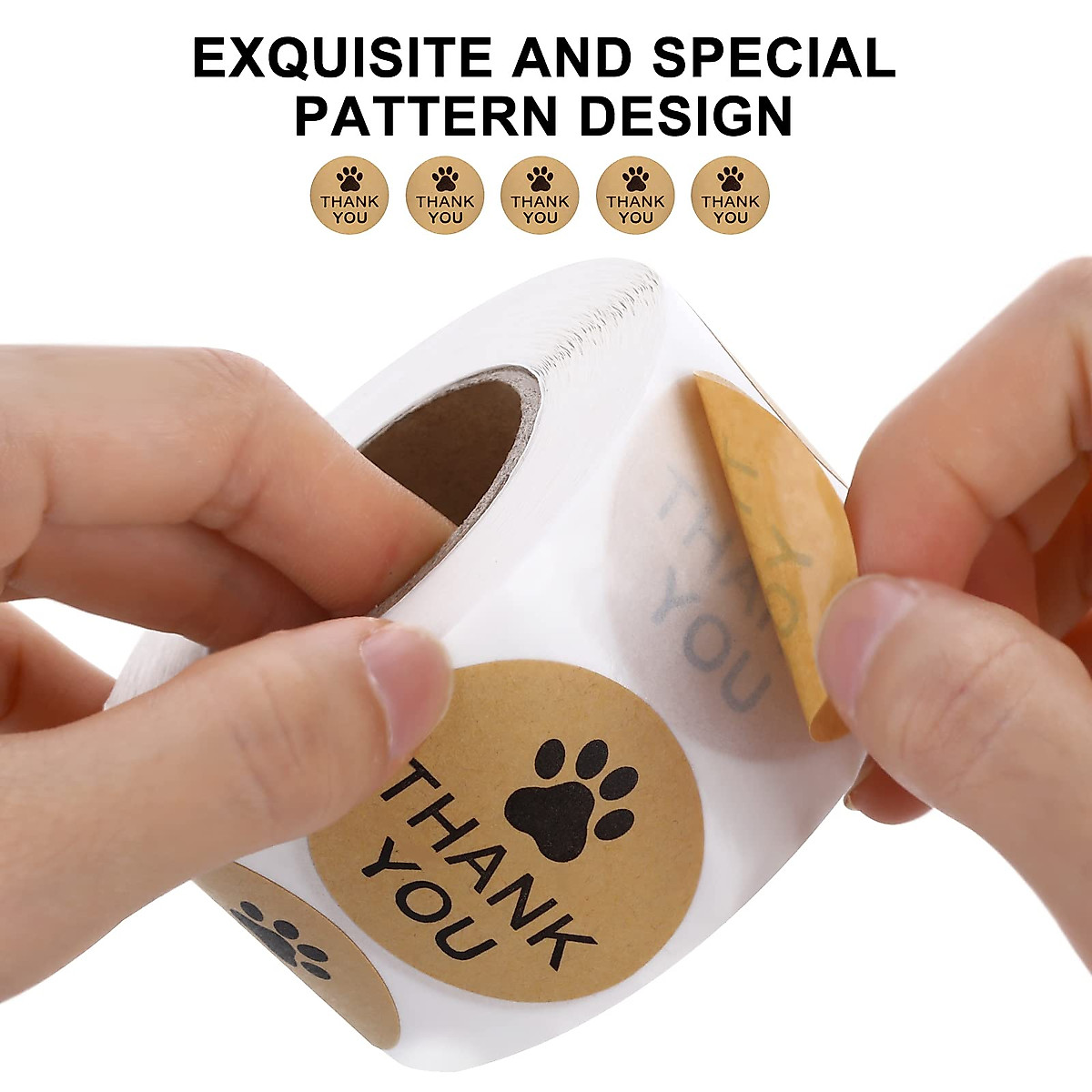 ASTER 500 Pieces Dog Paw Print Thank You Stickers, 1.5 Inch Kraft Thank You Labels Stickers for Baking, Envelope Seals, Small Business, Greeting Cards, Present for Sealing and Decoration