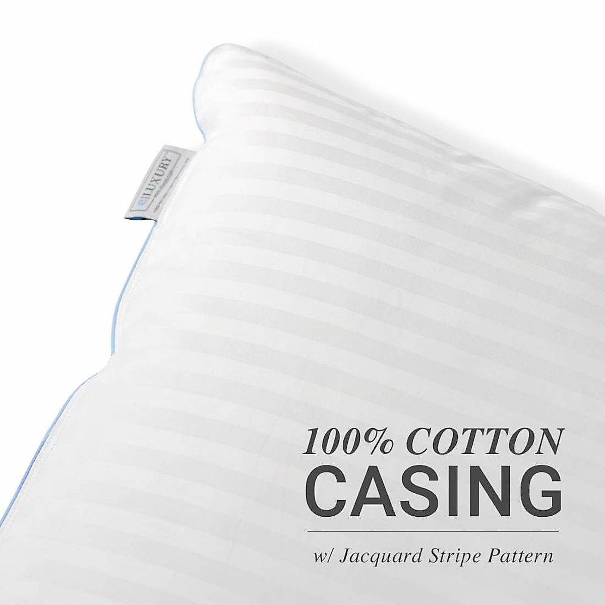 eLuxurySupply 2-Pack Premium Bed Pillows - Medium Density and Medium Loft Ideal for Back and Side Sleepers - 100% Cotton Casing - 20"X28" Standard/Queen Size