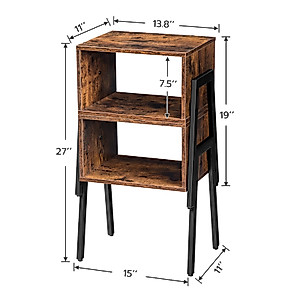 HOOBRO Nightstands Set of 2, Stackable End Table, Side Table, Bedside Tables with Open Storage Shelf, for Bedroom, Living Room, Rustic Brown BF38BZP201