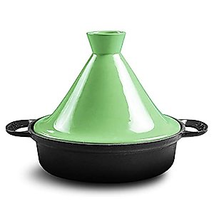 3L Ceramic Tagine Pot for 3-5 People - Moroccan Nonstick Cooking Pot Kitchen Cooker with Lid for Cooking Healthy Food,Green