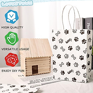 LovesTown 16PCS Gift Bags, Paper Retail Grocery Bags Dog Paw Print Goodie Bags with Paper Twist Handles for Party Gifts Birthday 5.5 x 2.8 x 7.9 inch